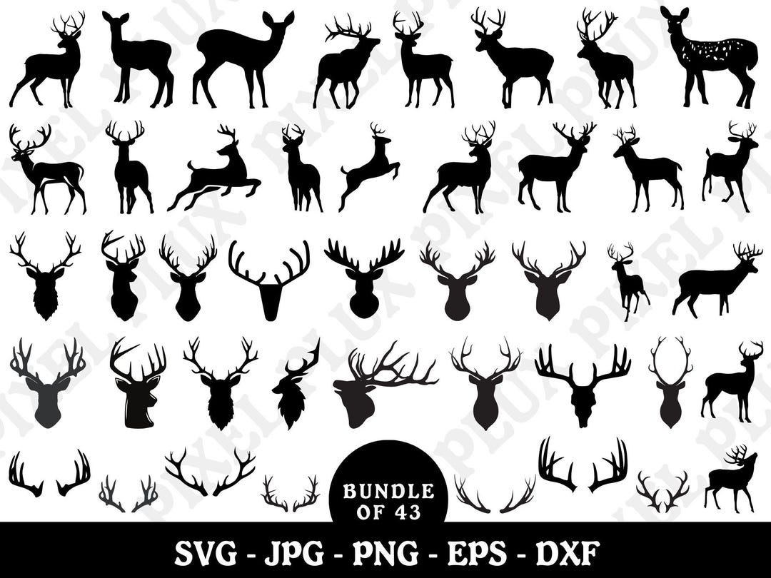 Deer SVG Bundle, Deer Hunting SVG, Deer Png, Deer Vector, Deer Cut ...