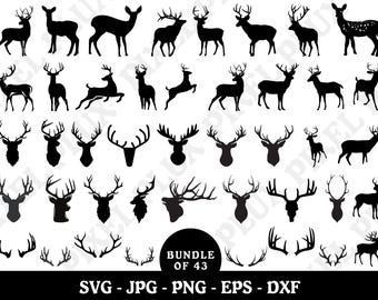 Deer SVG Bundle, Deer Hunting SVG, Deer Png, Deer Vector, Deer Cut Files, Deer Head Svg, Deer ...