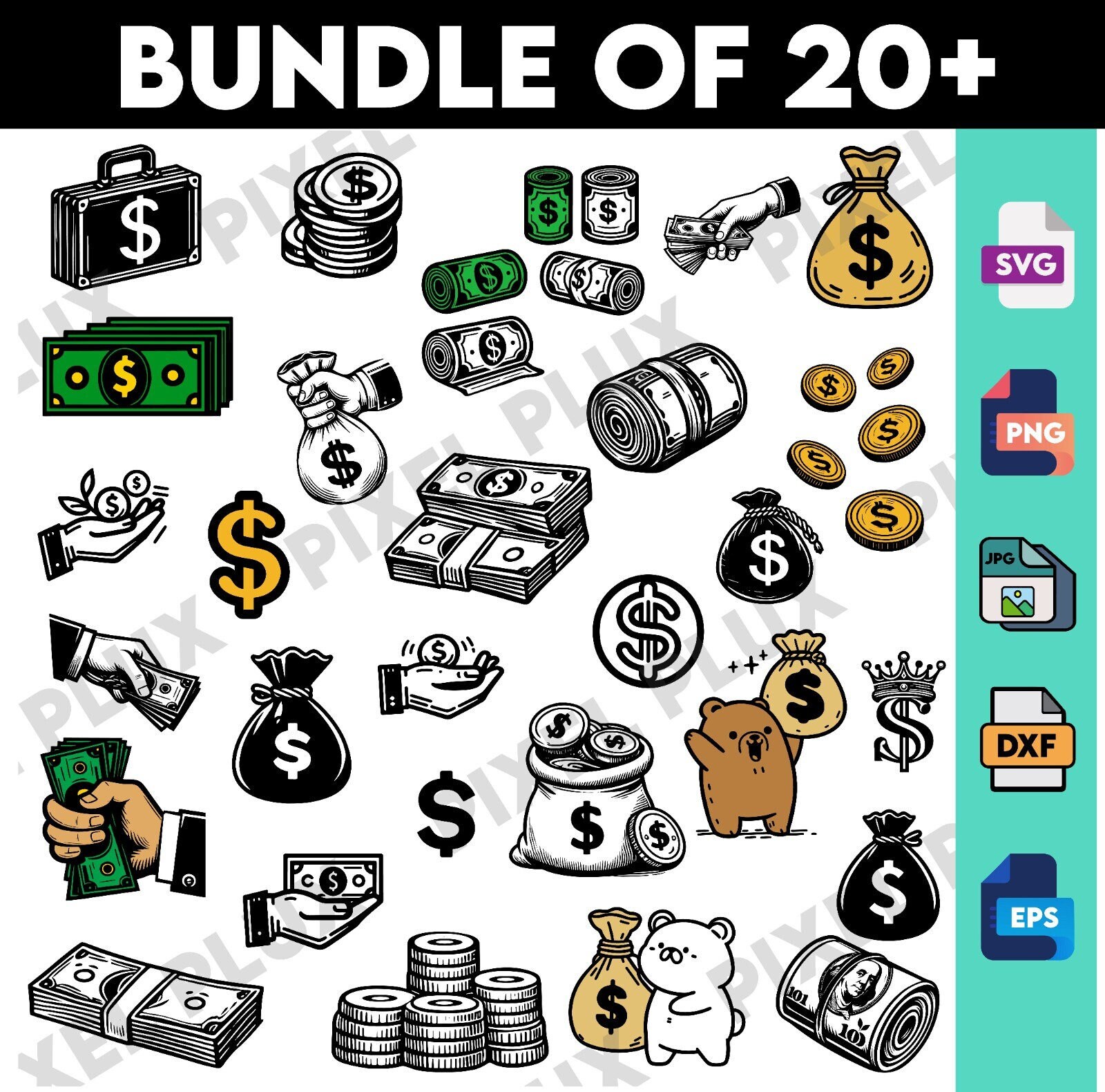 Money SVG Bundle Money Bag Svg Cash Svg Dollar Svg Wallet Svg Money ...