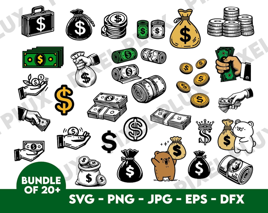 Money SVG Bundle | Money Bag Svg | Cash Svg | Dollar Svg | Wallet Svg ...