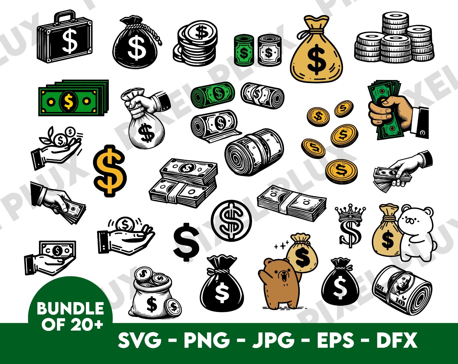 Money SVG Bundle Money Bag Svg Cash Svg Dollar Svg Wallet Svg Money ...
