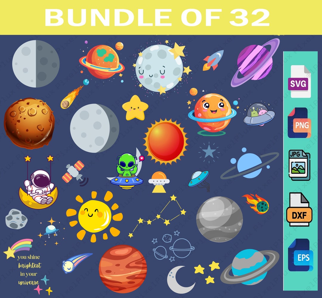 Planets SVG Space SVG Solar System Cliparts Set Outer - Etsy