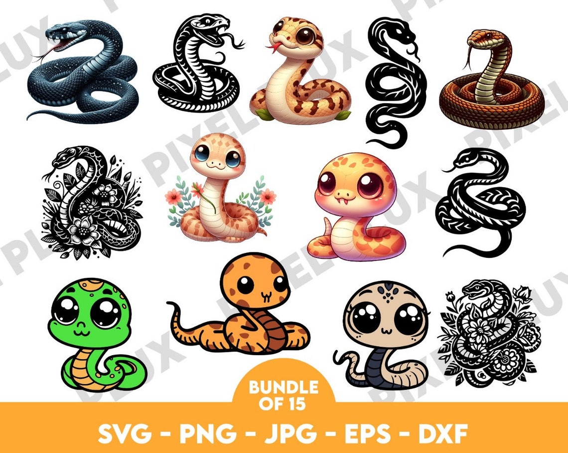 Snake Svg Bundle, Floral Snake Svg, Mystical Snake Svg, Celestial Snake ...