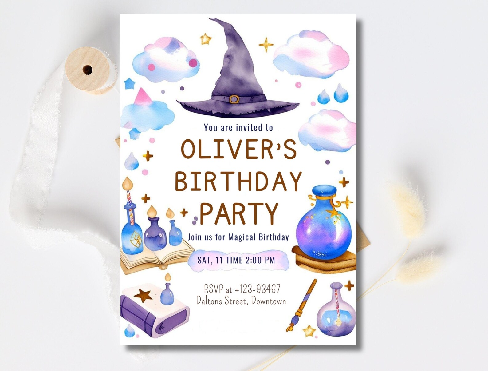 Magical Wizard Birthday Invitation Template (digital Download) - Etsy