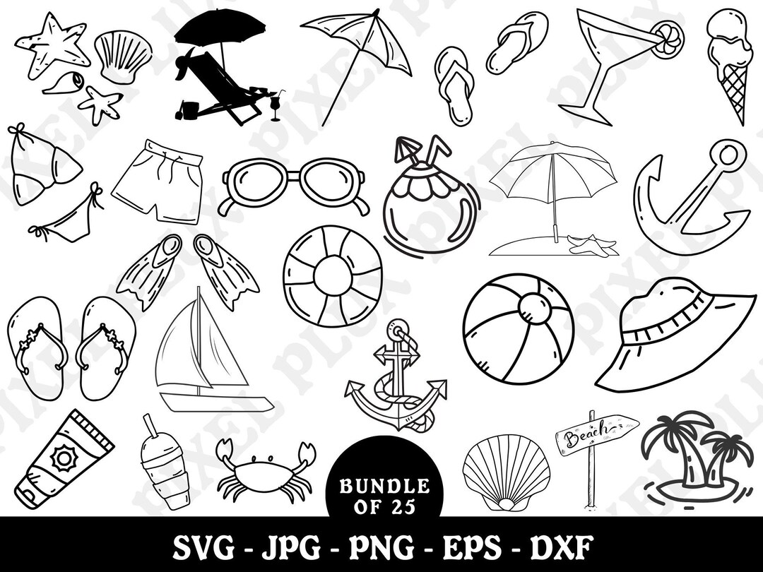 Beach Svg Bundle, Beach Clipart Svg Bundle, Summer Svg, Palm Tree Svg ...