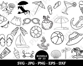 Beach Svg Bundle, Beach Clipart Svg Bundle, Summer Svg, Palm Tree Svg ...