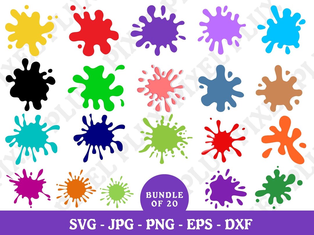 Paint Splatter SVG, Bundle, Paint Splats Svg, Paint Svg, Clipart ...