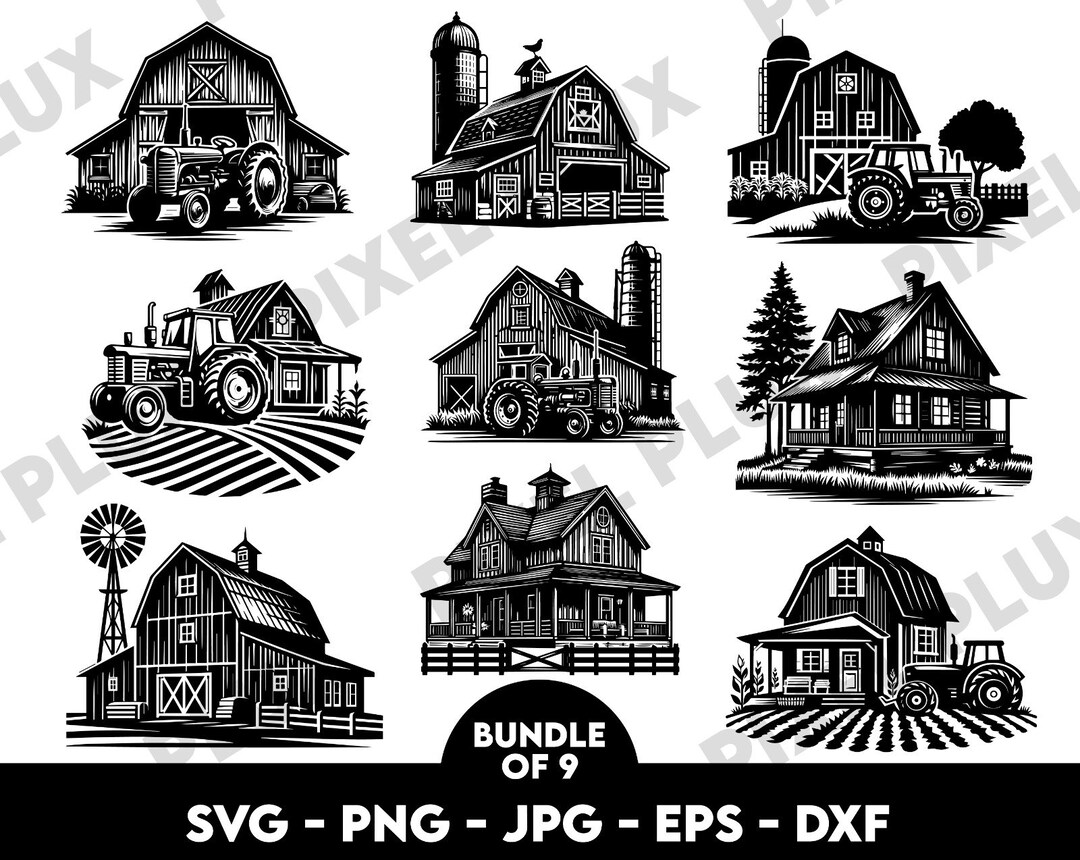 Farm House Svg, Farm Life Svg, Farmhouse Silhouette, Farm Barn Svg ...