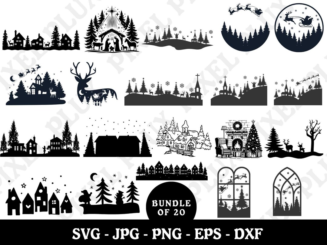 Winter Christmas Scene SVG, Winter Scene SVG, Magical Christmas Scene ...