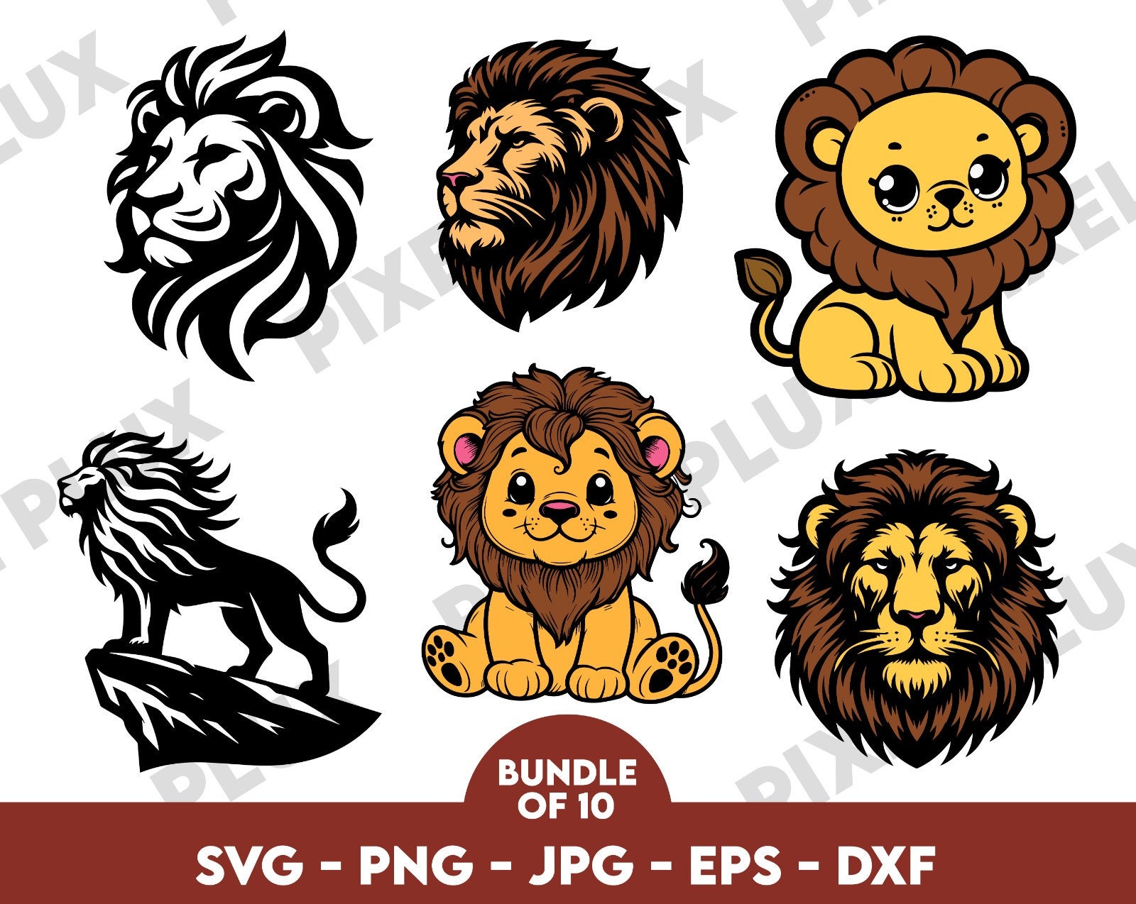 Baby Lion Svg, Lion Svg, Cute Lion SVG, Lion Clipart, Safari Animal Svg ...