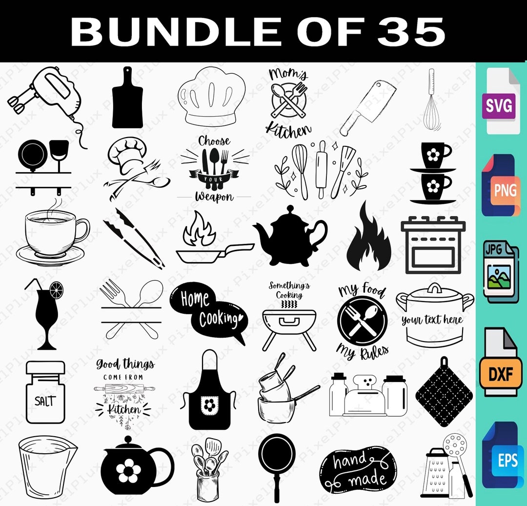 Kitchen Svg Bundle Baking Svg Cooking Set SVG Cooking Utensils SVG ...