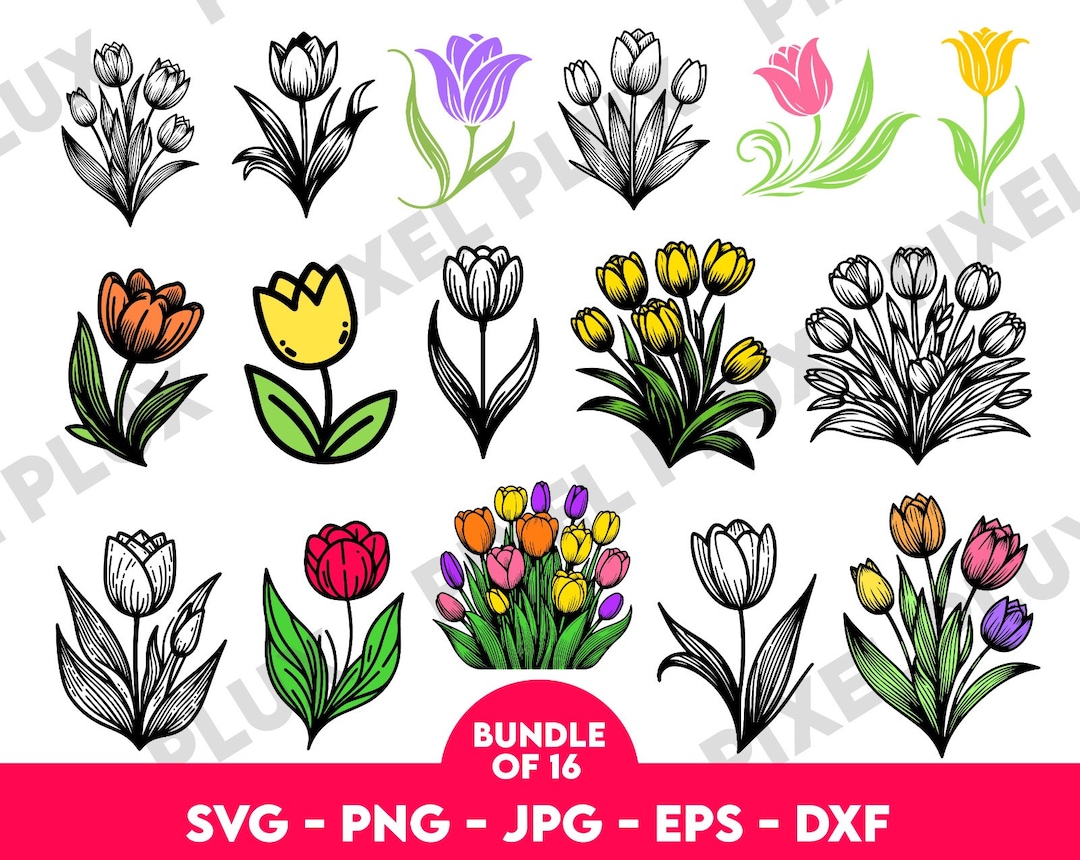 Tulip Svg, Spring Flower Svg, Spring Floral Svg, Flower Bouquet Svg ...