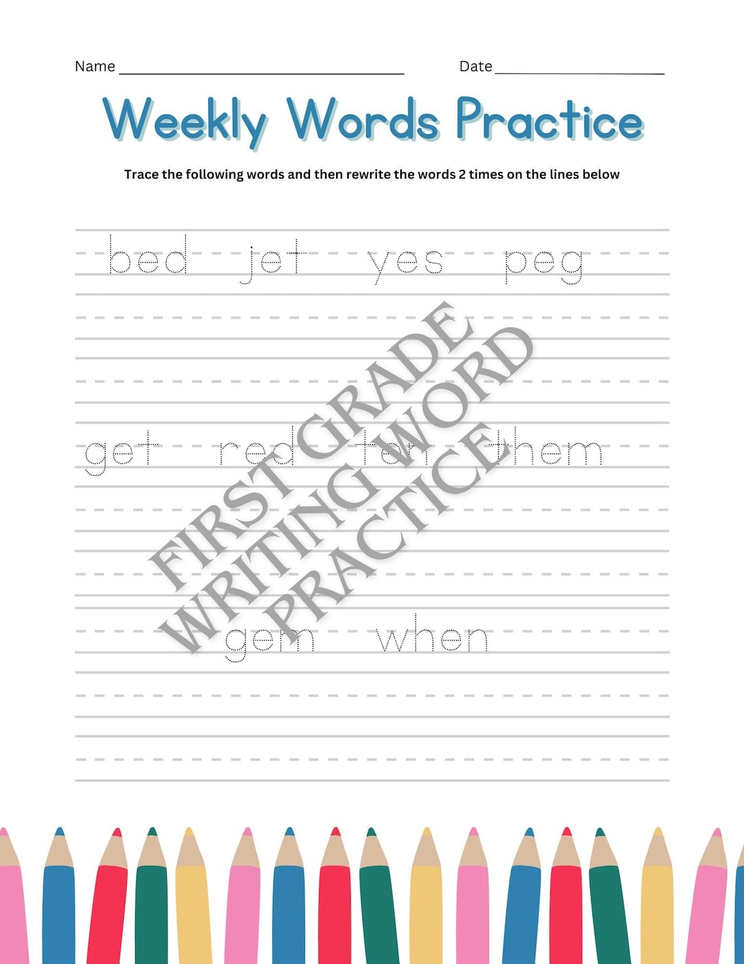 First Grade Word Practice - Etsy