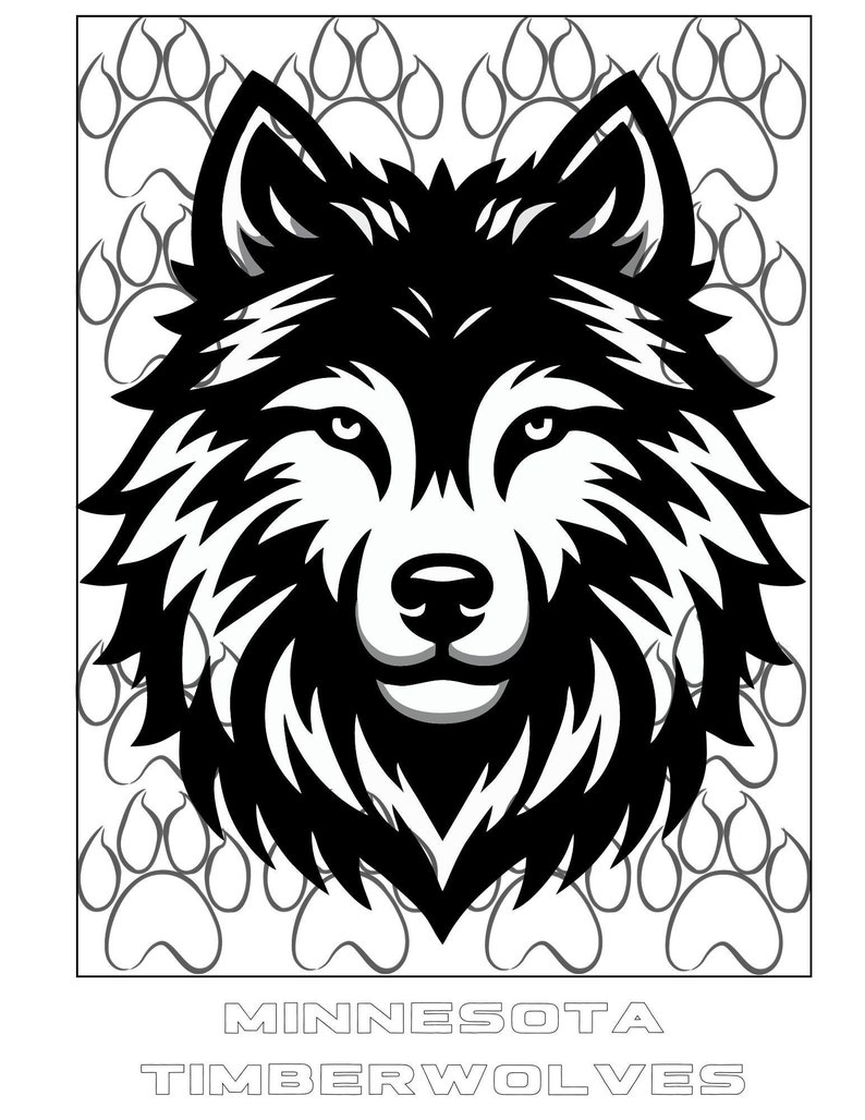 TWO Timberwolves Coloring Sheet - Etsy