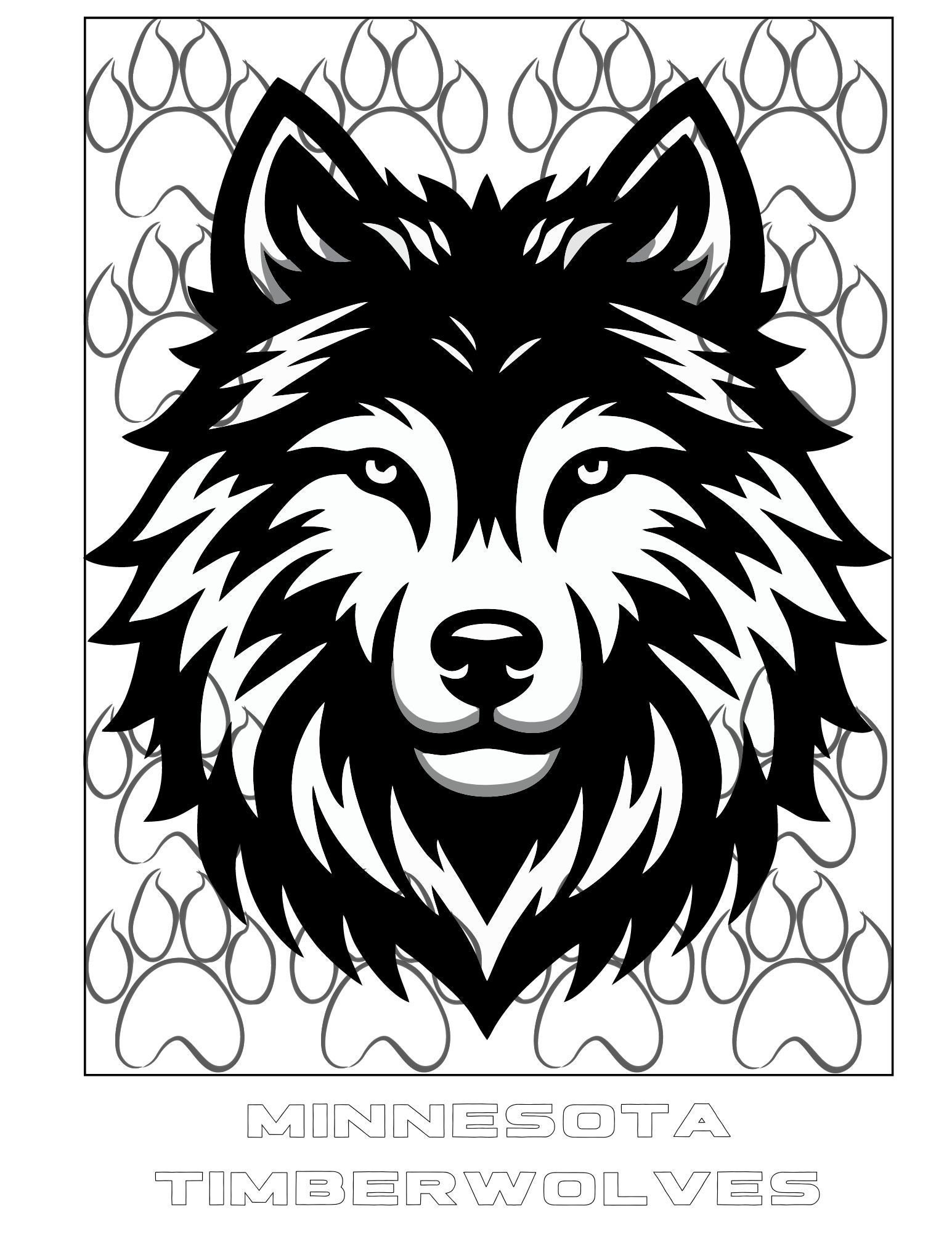 TWO Timberwolves Coloring Sheet - Etsy