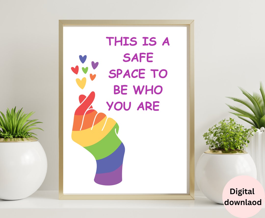 This is a Safe Space, Pride Month Poster, LGBTQIA, Pride Rainbow Flag ...