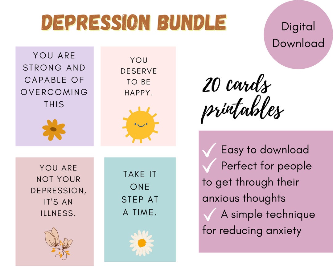 Depression Coping Statement Cards Self-esteem Building Therapy ...