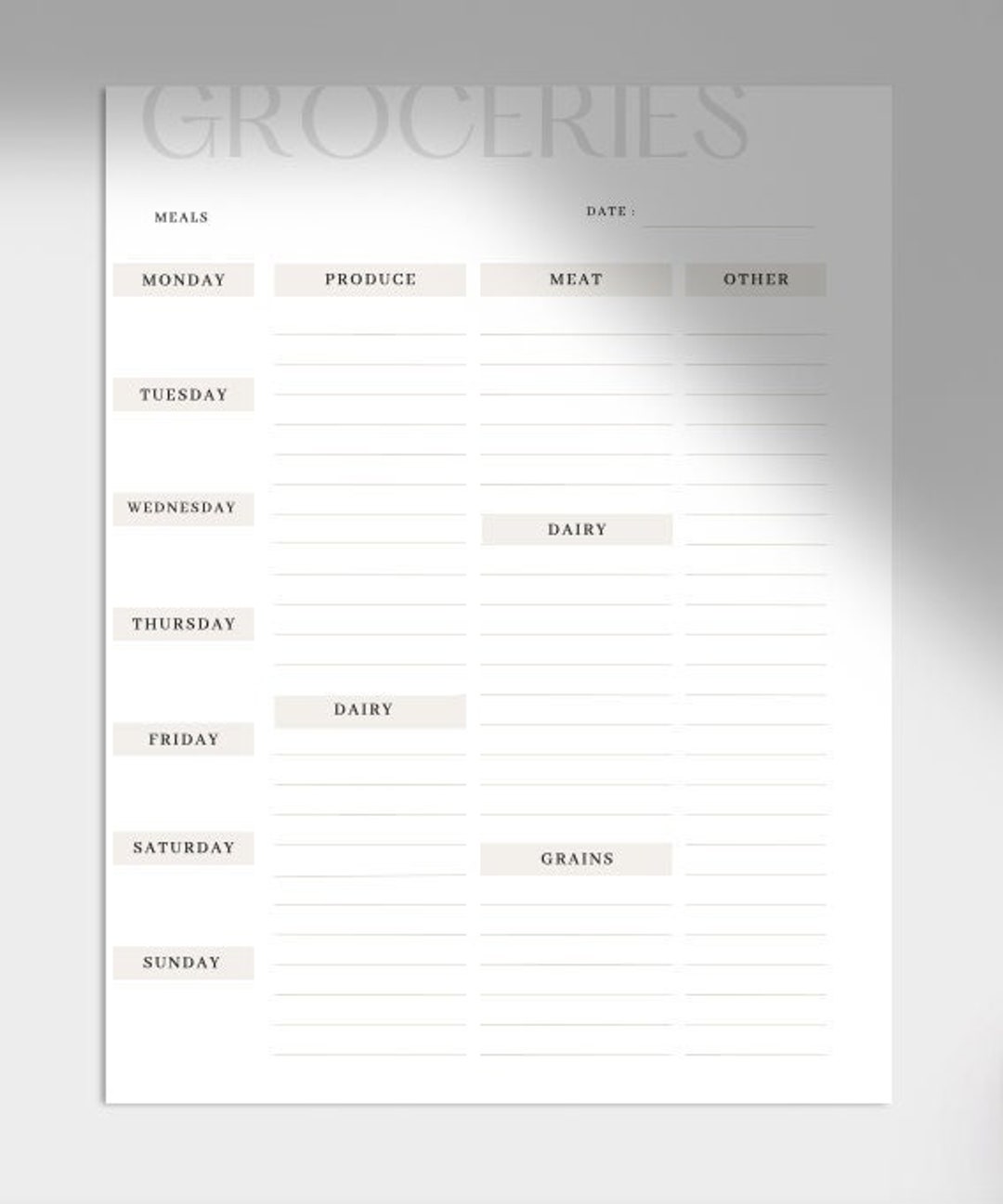 Organized Grocery List Digital Print Off - Etsy