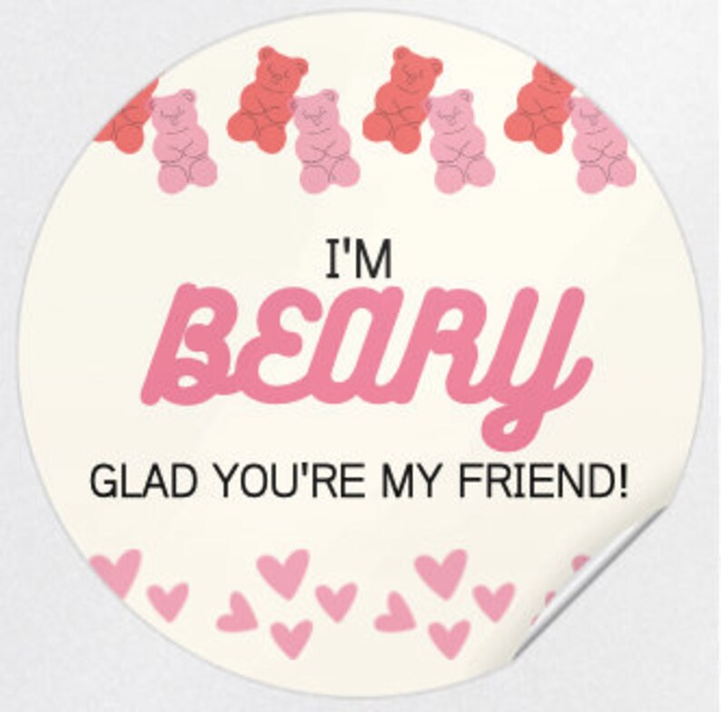I'm Beary Glad You're My Friend Valentine Sticker - Etsy
