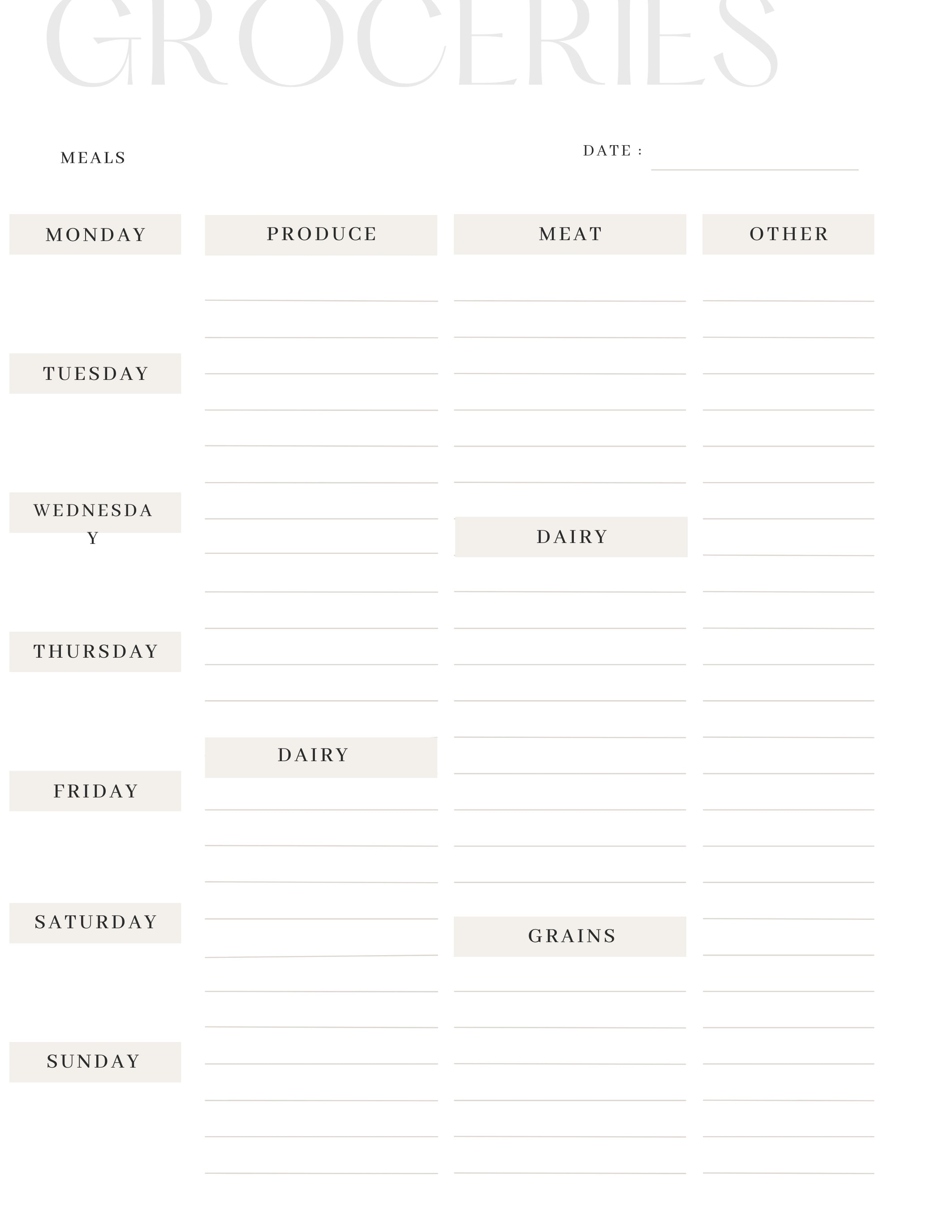 Organized Grocery List Digital Print Off - Etsy