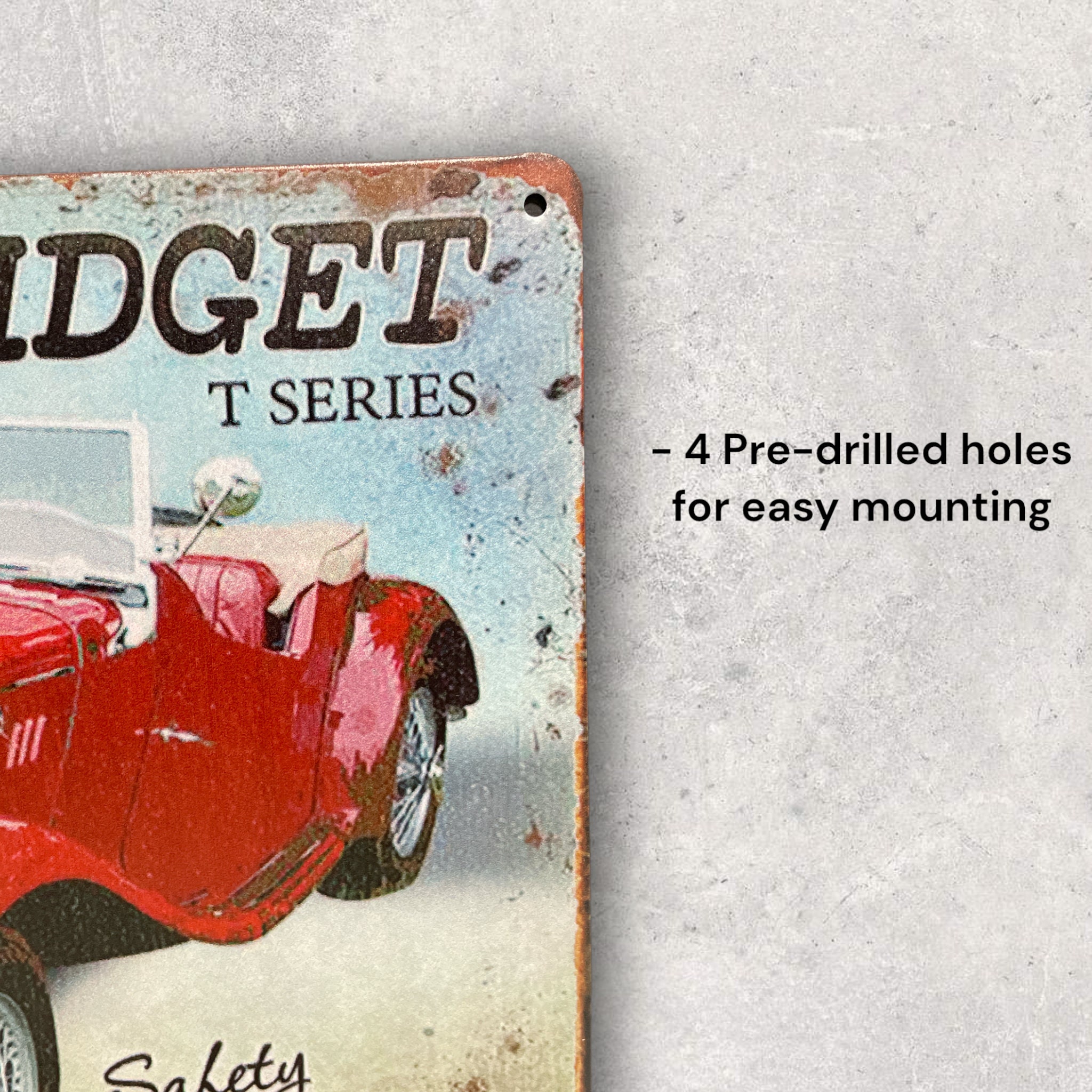 Midget T Series Tin Sign With Rusted Effect Metal Sign for Bar Wall ...