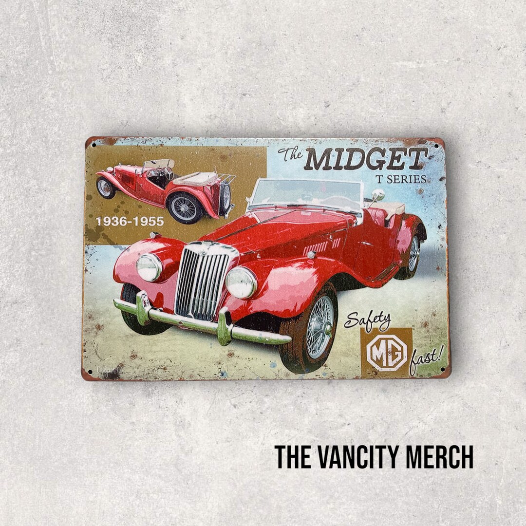 Midget T Series Tin Sign With Rusted Effect Metal Sign for Bar Wall ...