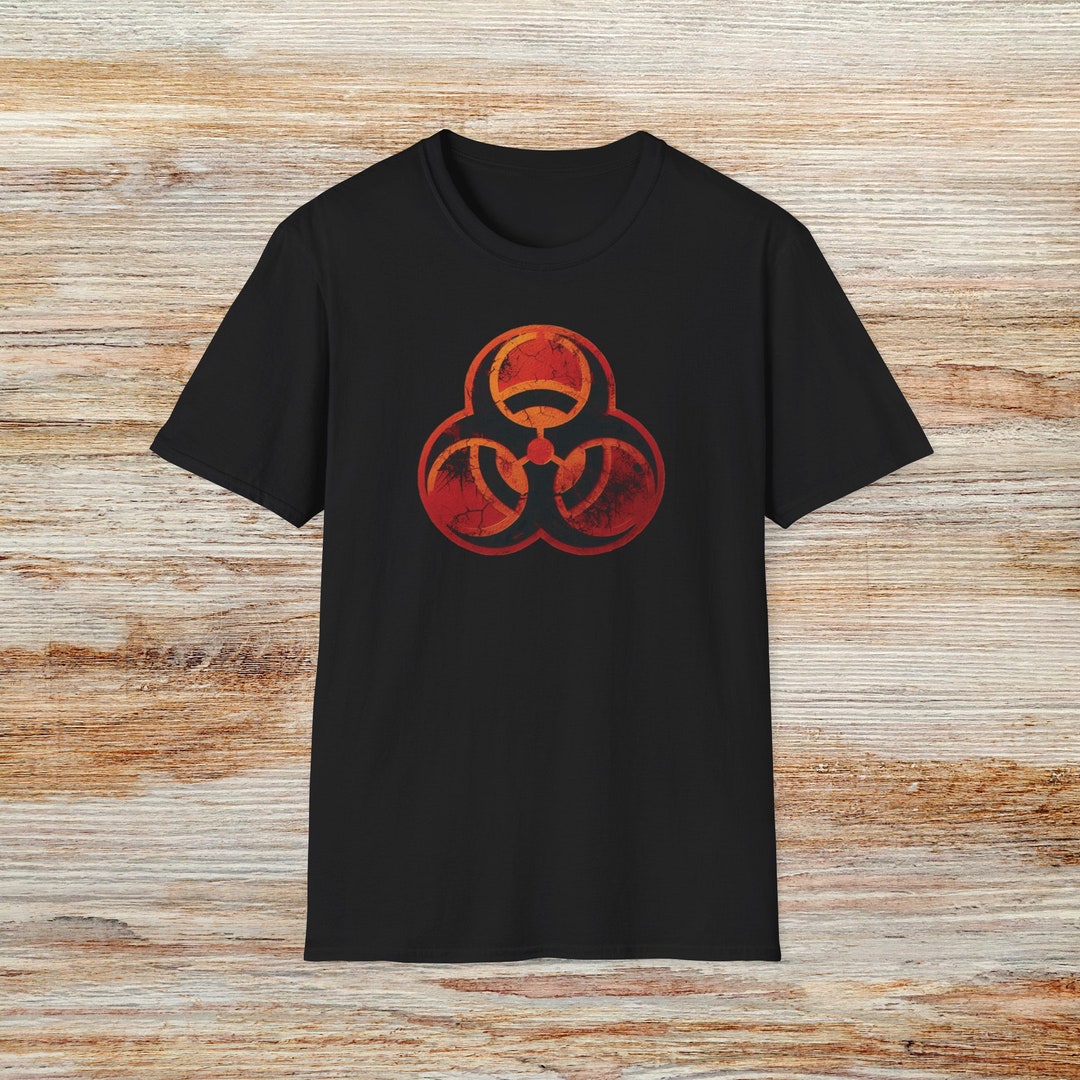Distressed Biohazard Symbol T-shirt Displays the Cool Hazardous Emblem ...