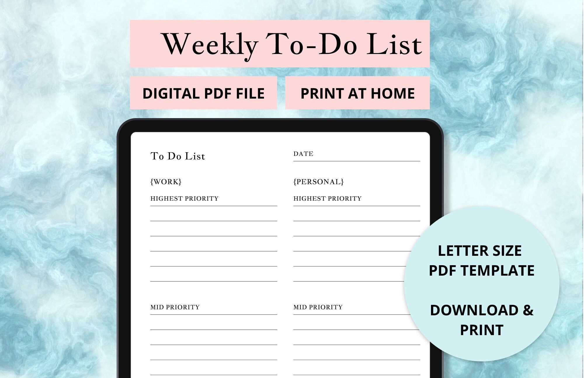 Printable To-do List Template - Organize Your Tasks and Increase ...