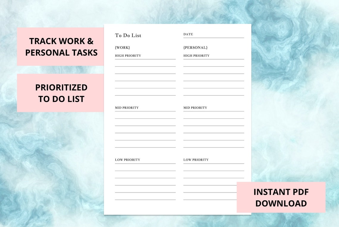 Printable To-do List Template - Organize Your Tasks and Increase ...