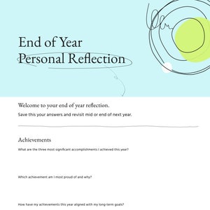 End of Year Reflection Worksheet: Personal Growth & Goal Setting ...