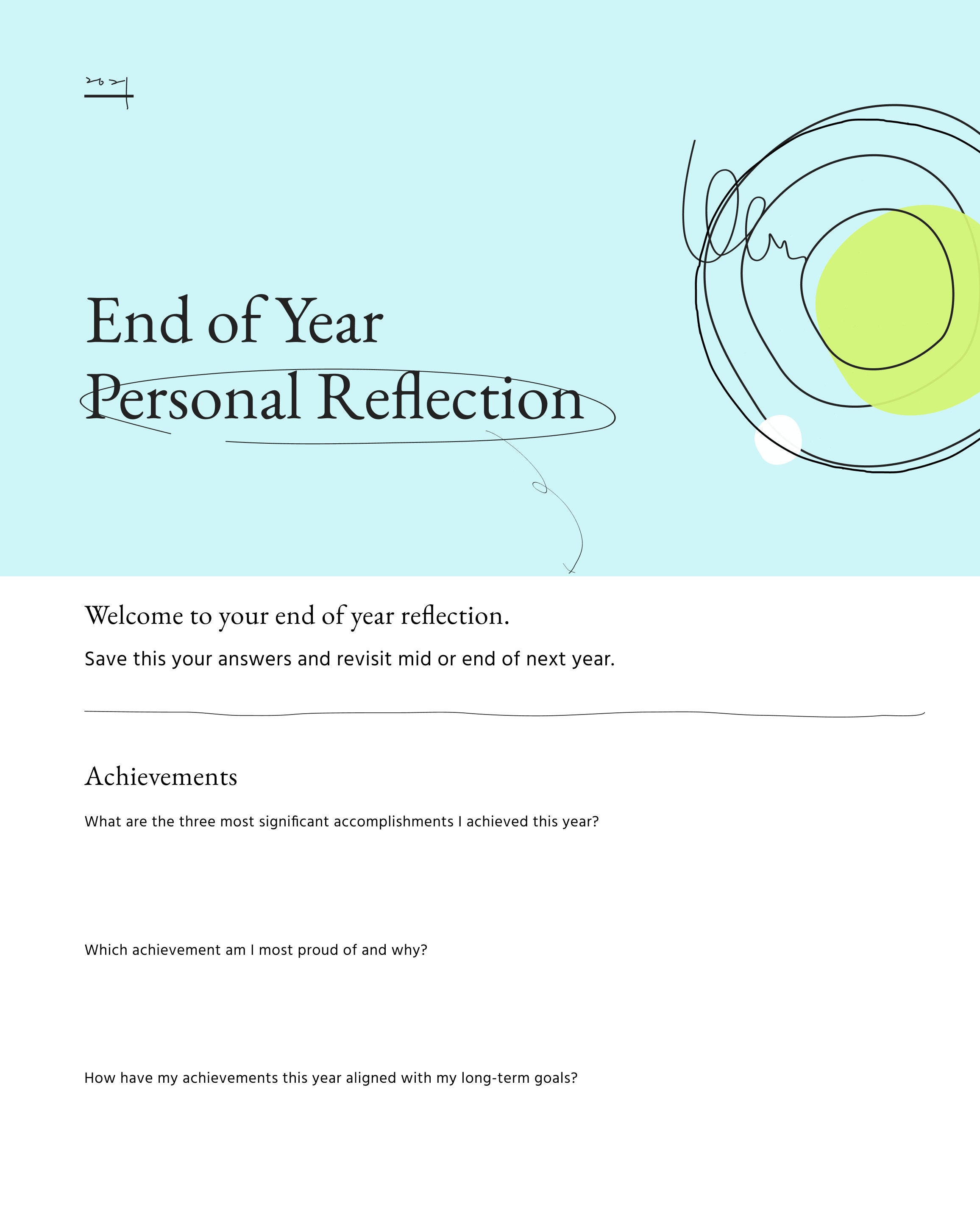 End of Year Reflection Worksheet: Personal Growth & Goal Setting ...