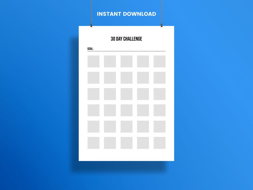 30 Day Challenge Digital Printout - Etsy
