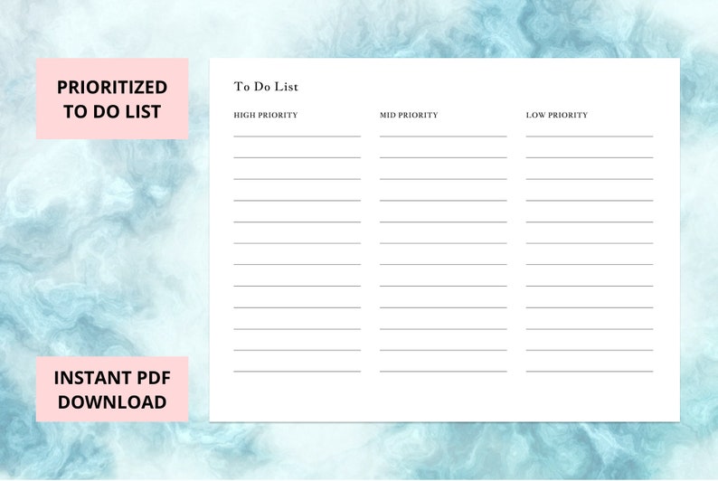 Printable To-do List Template - Organize Your Tasks and Increase ...