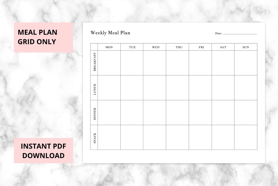 Weekly Meal Planner and Grocery List Printable Template | Food Prep ...