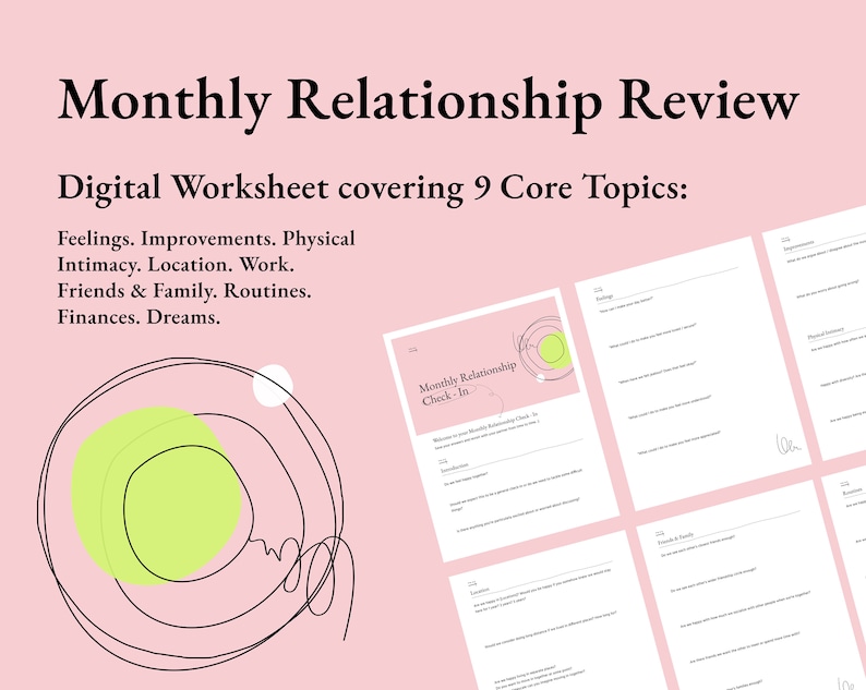 Printable Relationship Check-in Worksheet Set for Monthly or Weekly ...