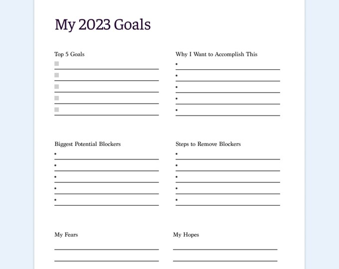 2023 Goal Planner | 2023 Goal Tracker | 2023 New Year Goal Planning ...
