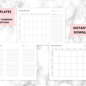 Weekly Meal Planner and Grocery List Printable Template | Food Prep ...