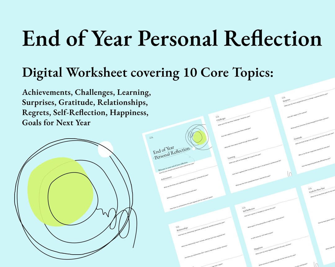 End of Year Reflection Worksheet: Personal Growth & Goal Setting ...