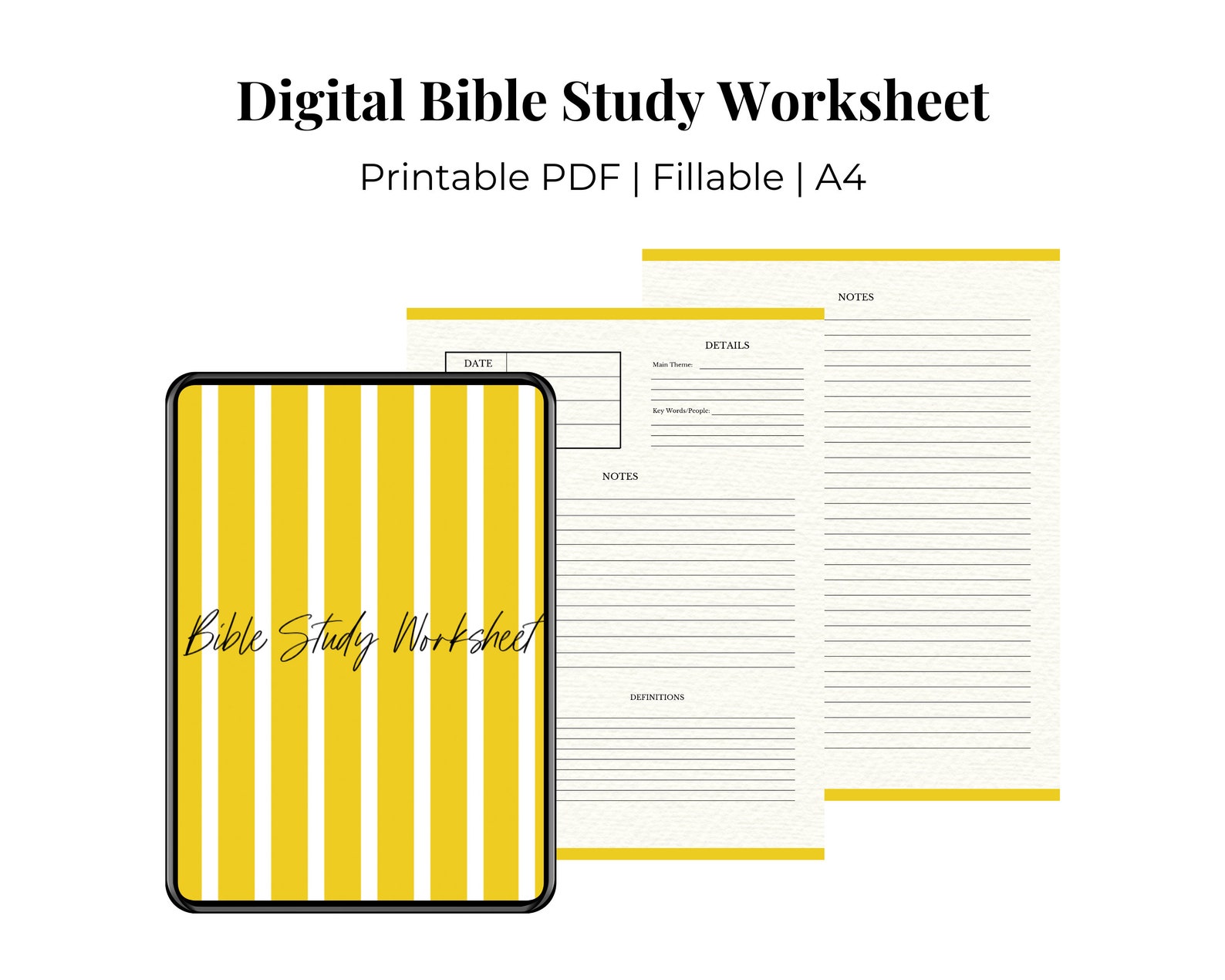 Bible Study Worksheet, Bible Study Guide, Bible Reading yellow ...