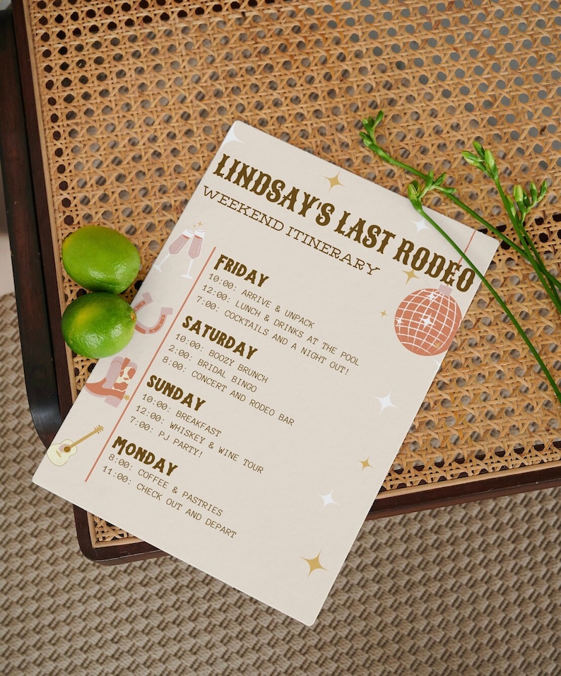 Last Rodeo Bachelorette Weekend Itinerary | Canva Customizable Template ...