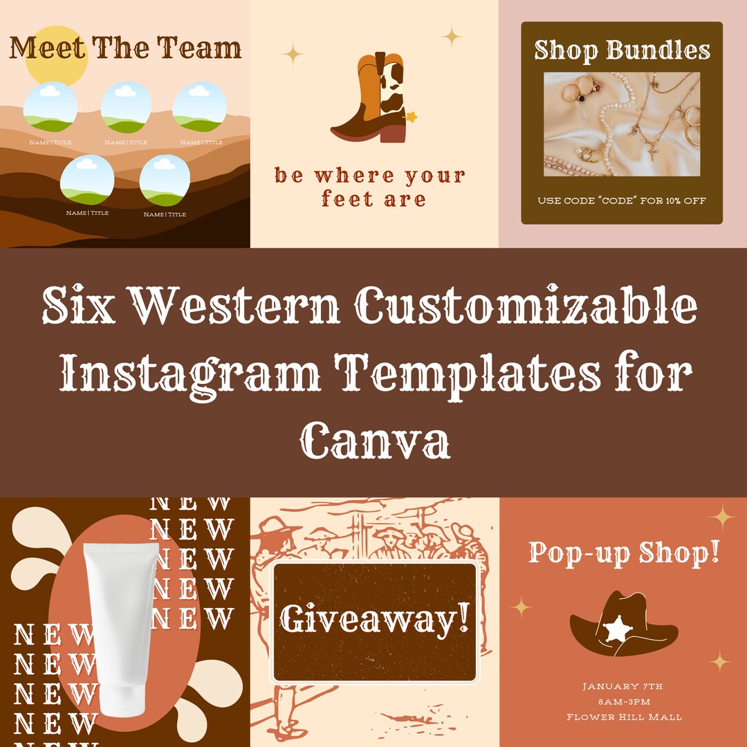 Six Customizable Western Templates for Instagram | Canva Template ...