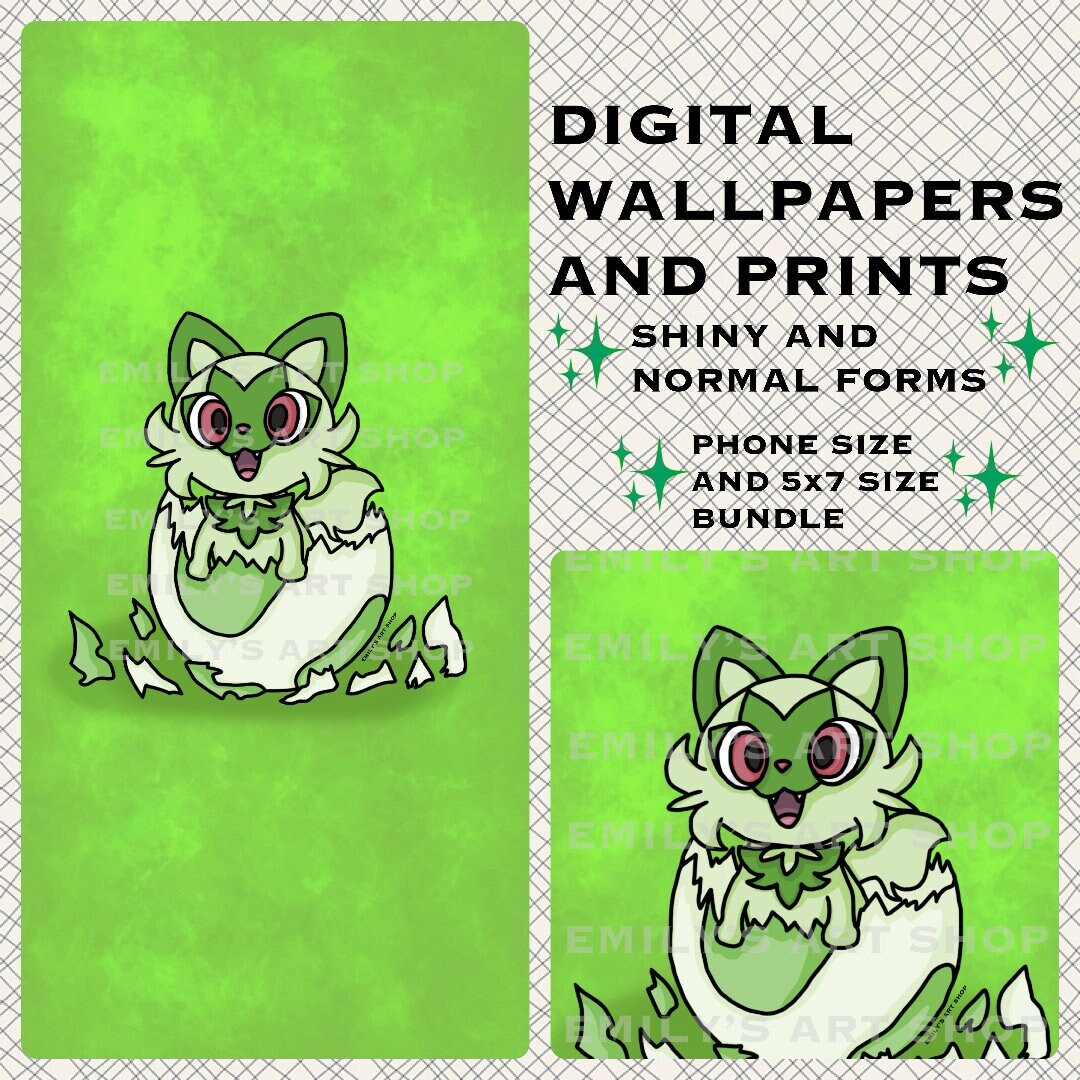 Sprigatito Digital Wallpaper Bundle - Etsy