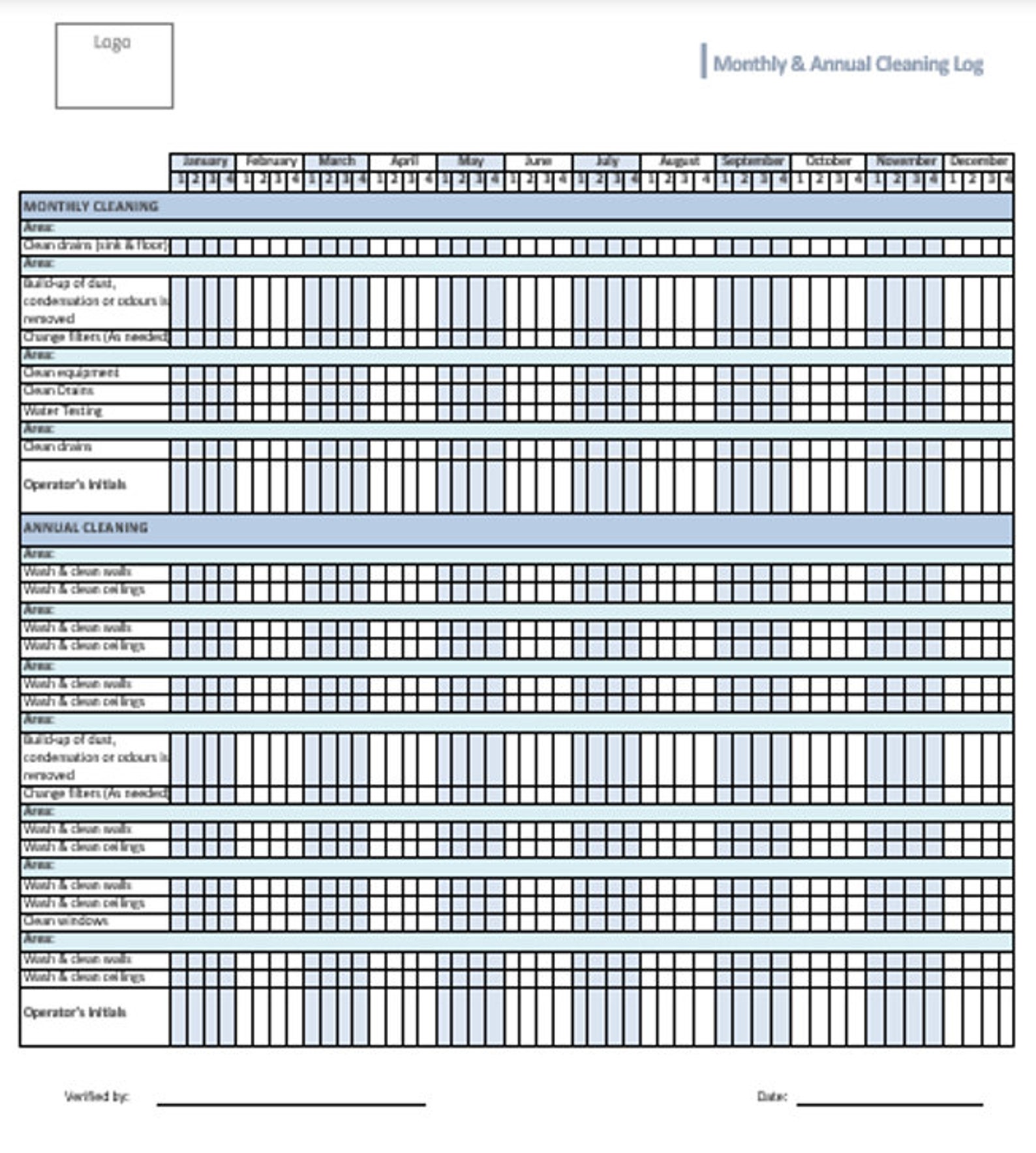 Annual & Weekly Cleaning Log Template- Editable Word - Etsy