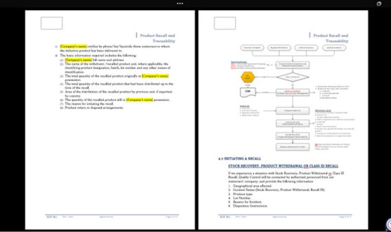 Recall Standard Operating Procedure Template - Etsy