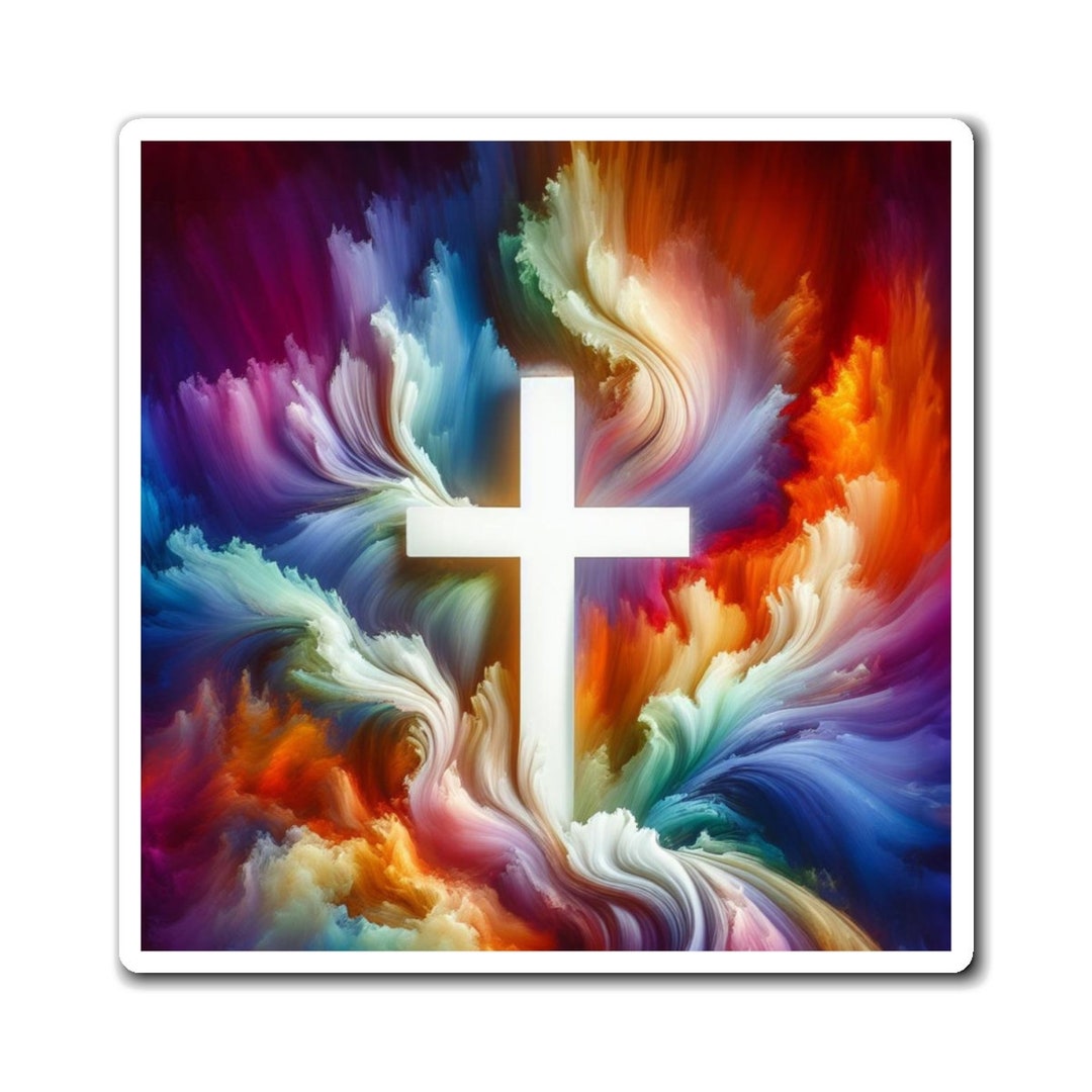 Colorful Cross Christian Magnet, Rainbow Faith Refrigerator Gift Magnet ...
