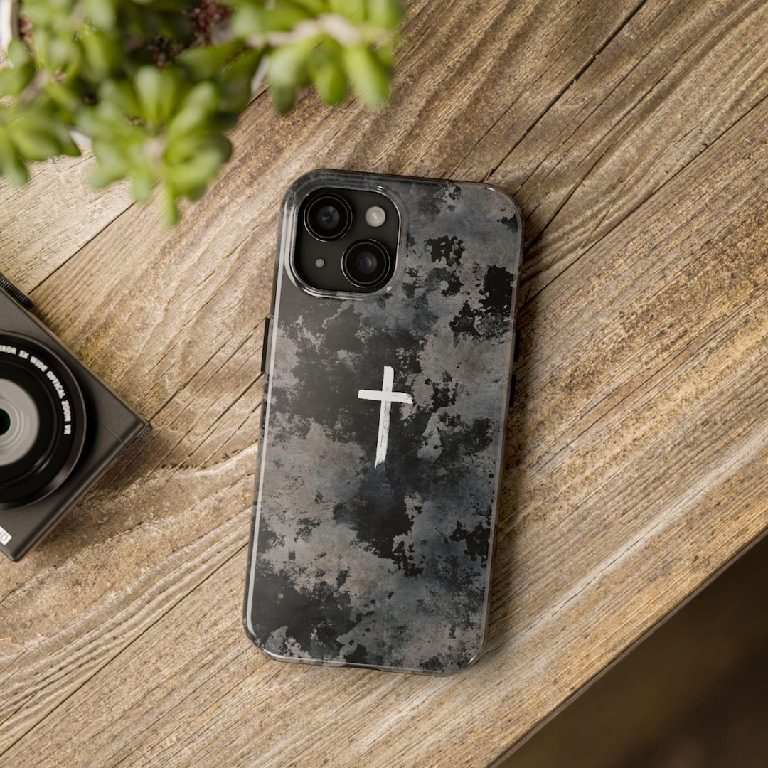 White Cross on Gray Camo Christian iPhone Case, Cross iPhone Case ...