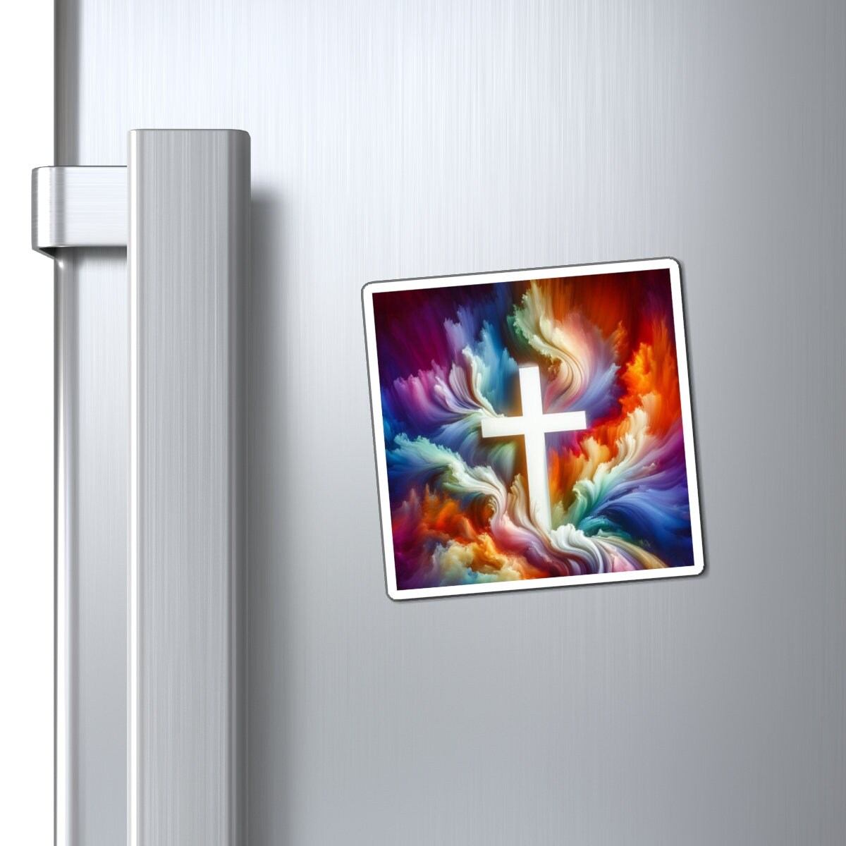 Colorful Cross Christian Magnet, Rainbow Faith Refrigerator Gift Magnet ...