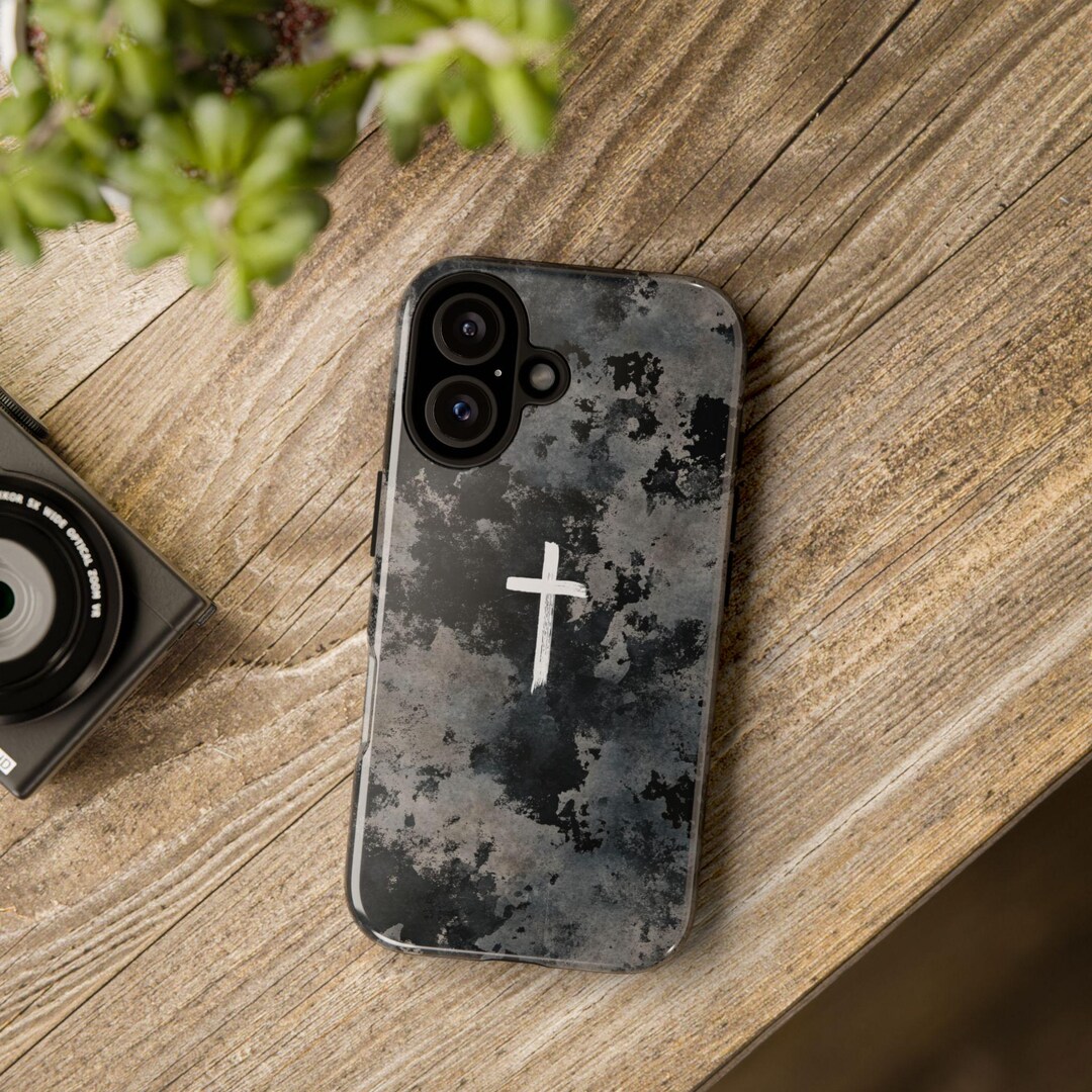 White Cross on Gray Camo Magsafe Christian Catholic iPhone Case, Tough ...