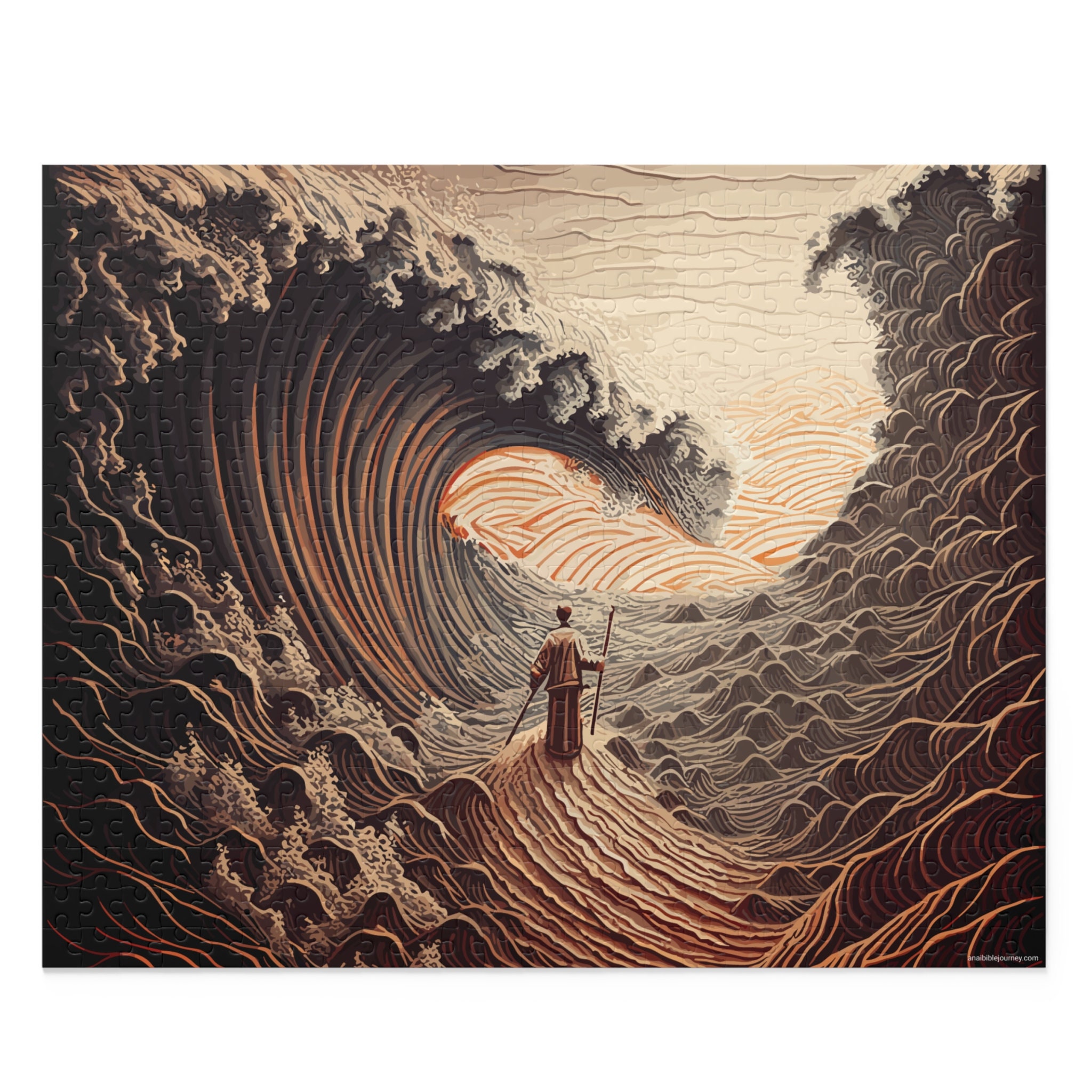 Moses Parting the Red Sea Art Jigsaw Puzzle, Bible Gift Puzzle ...