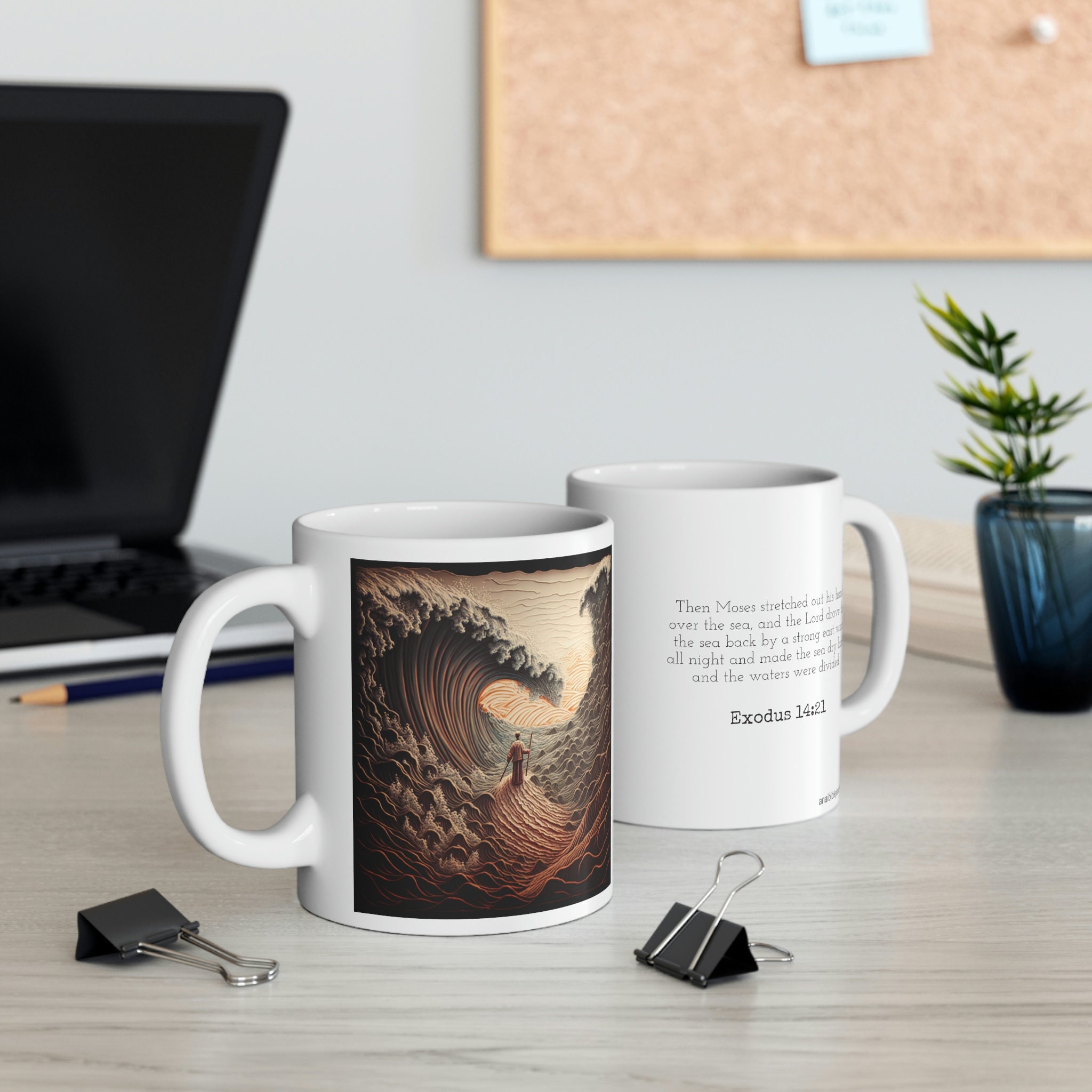 Exodus 14:21 Moses Parting the Red Sea Mug, Bible Verse Ceramic Mug ...